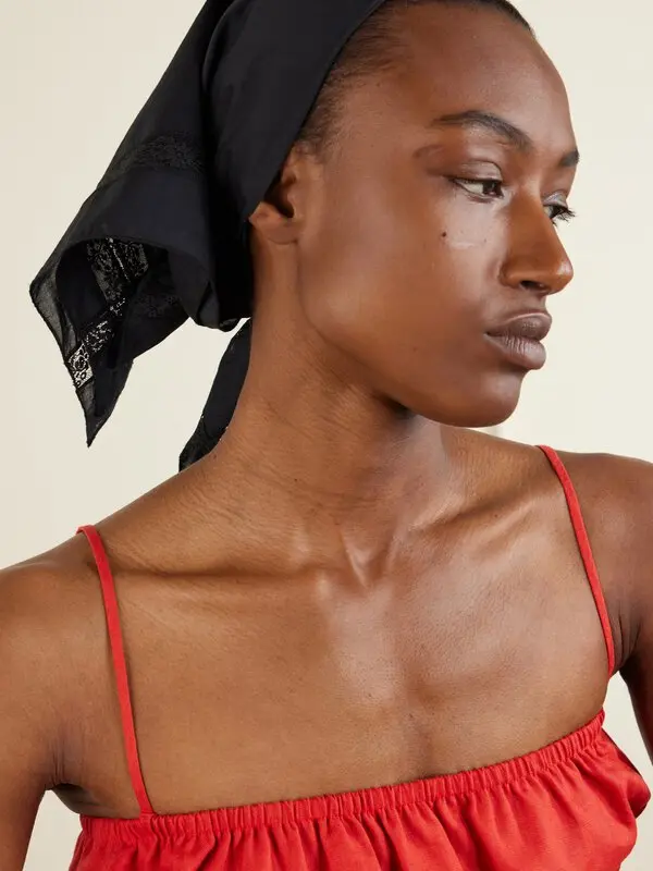 Staud Sunny Lace-trimmed Cotton Headscarf