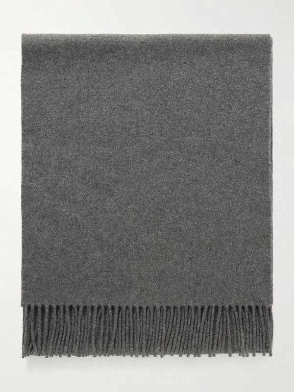 Brunello Cucinelli Fringed Cashmere Scarf - Gray