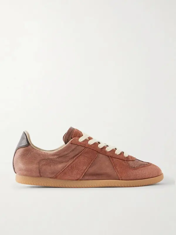 MAISON MARGIELA Replica Suede And Textured-leather Sneakers - Metallic