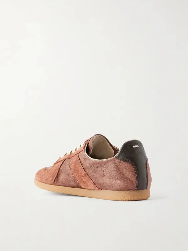 MAISON MARGIELA Replica Suede And Textured-leather Sneakers - Metallic