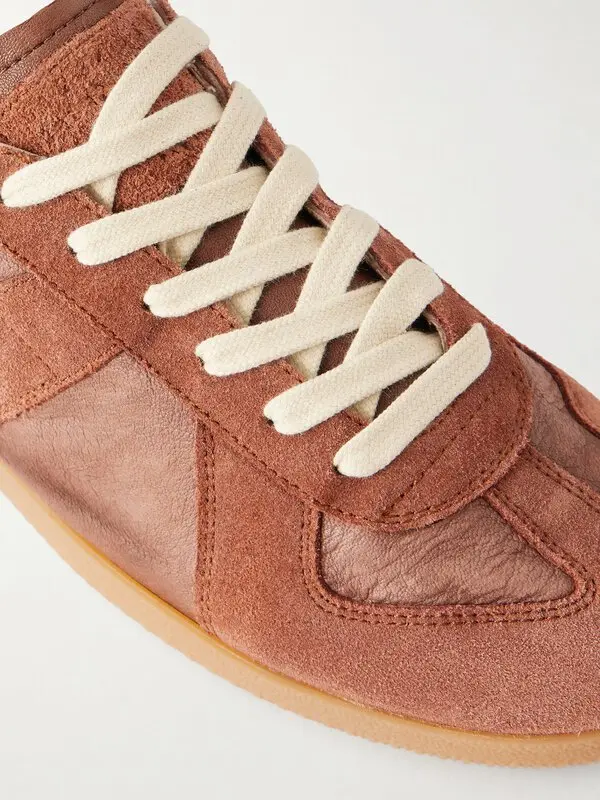 MAISON MARGIELA Replica Suede And Textured-leather Sneakers - Metallic