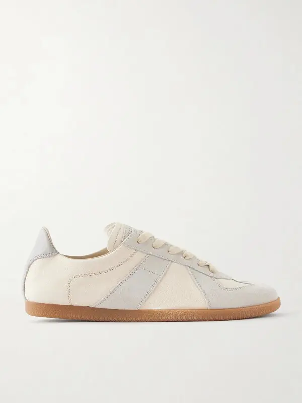 MAISON MARGIELA Replica Suede-trimmed Textured-leather Sneakers - Neutrals