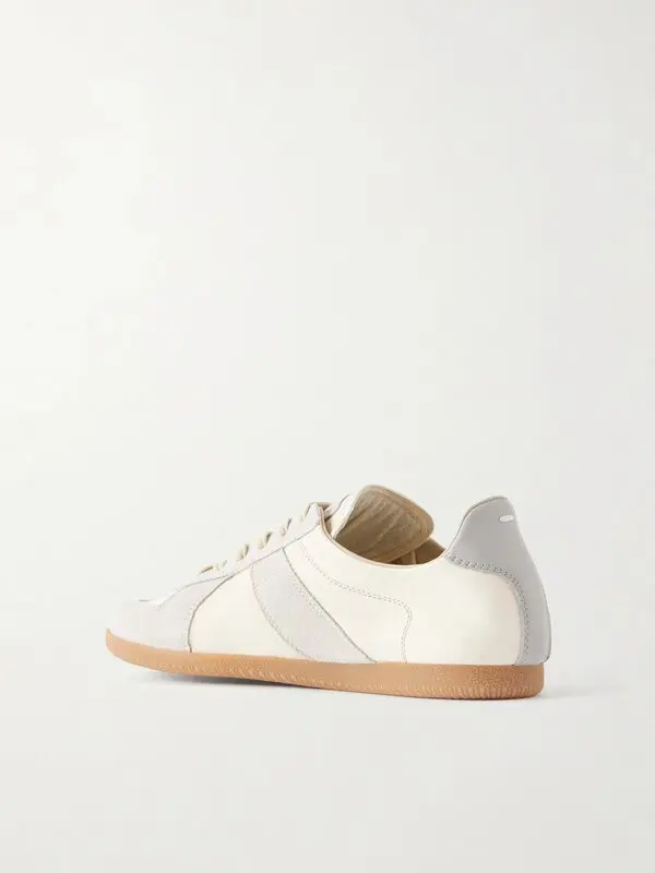 MAISON MARGIELA Replica Suede-trimmed Textured-leather Sneakers - Neutrals