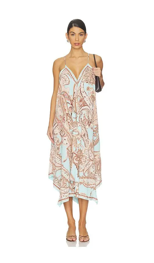L'Agence Elise Midi Dress - Ice Blue Multi
