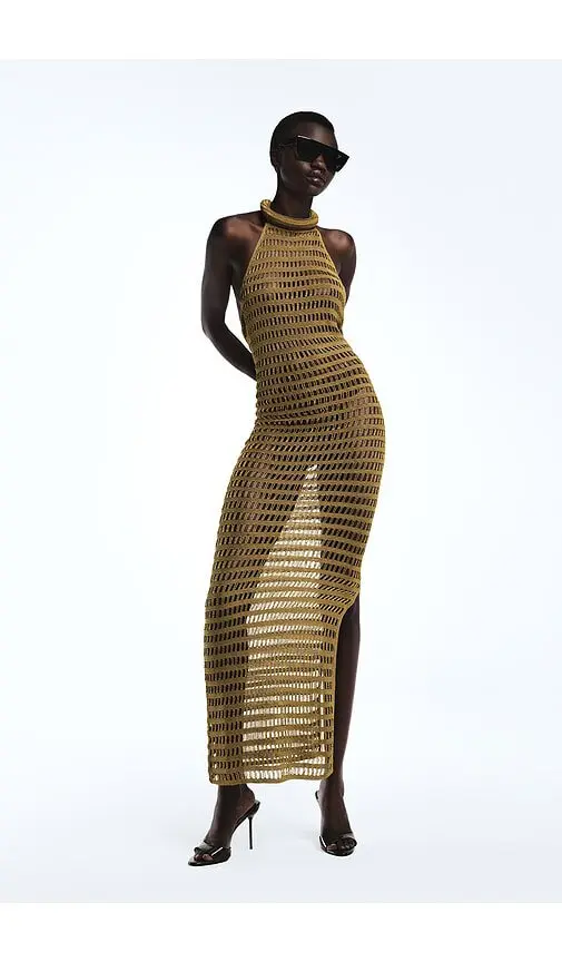 REVOLVE LOS ANGELES Bruni Crochet Gown In Metallic