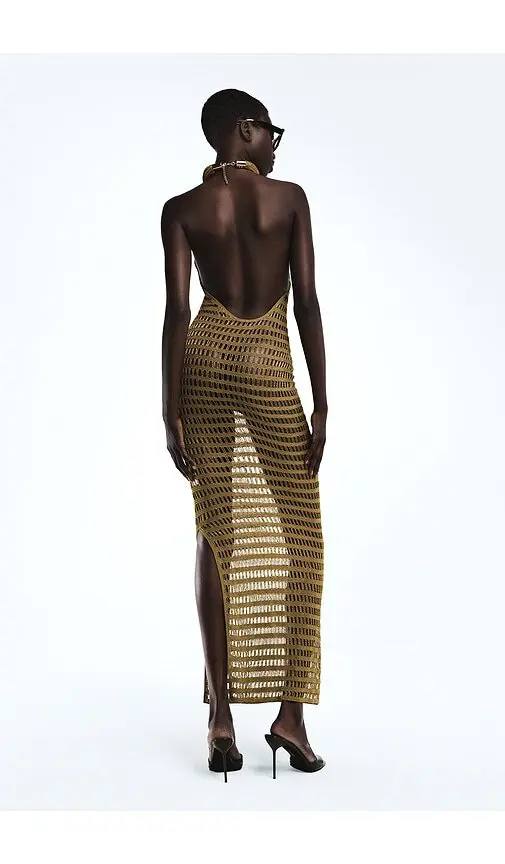 REVOLVE LOS ANGELES Bruni Crochet Gown In Metallic
