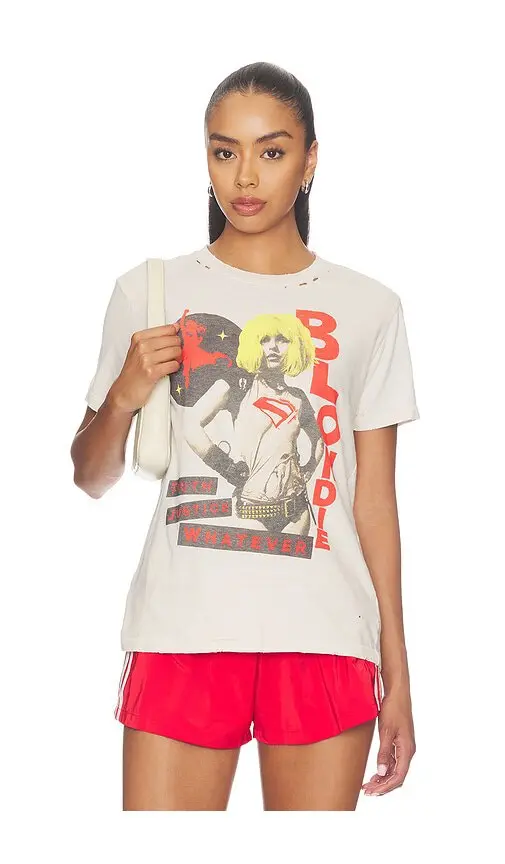 Junk Food Truth, Justice, Whatever The Vintage Destroy Tee In White - Birch