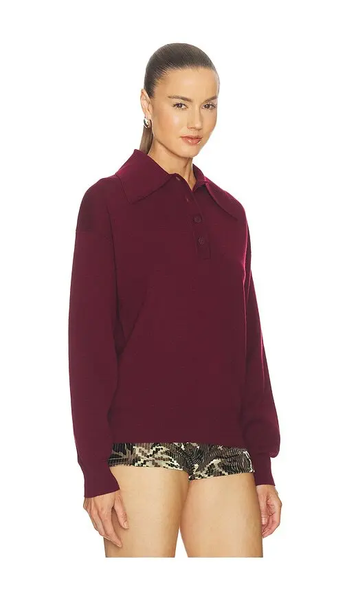 ALEMAIS Claudia Knit Polo In Burgundy
