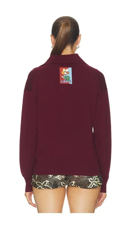 ALEMAIS Claudia Knit Polo In Burgundy