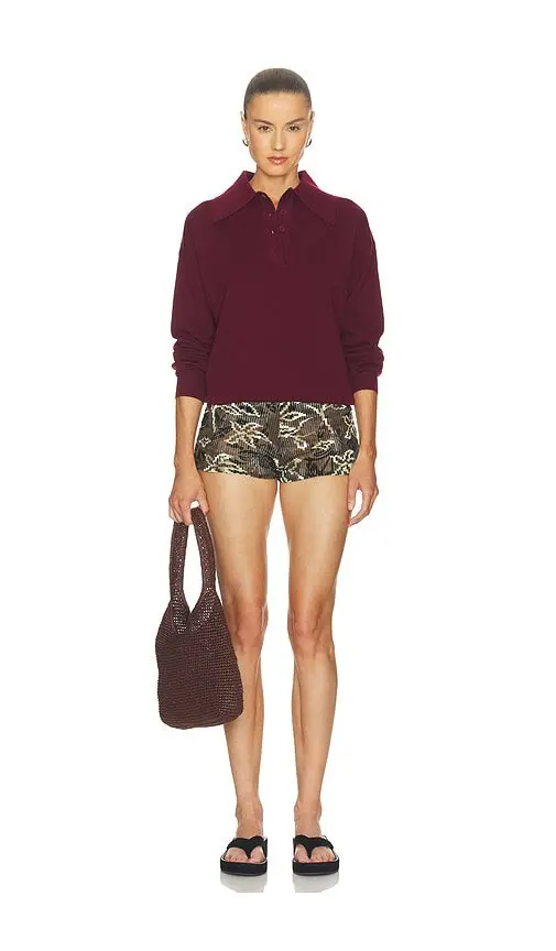 ALEMAIS Claudia Knit Polo In Burgundy