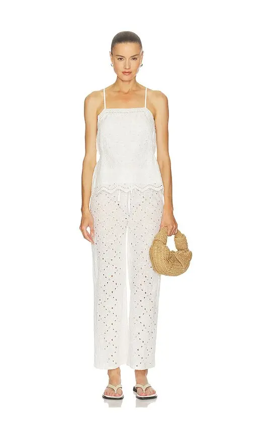 BOBI Side Smocked Lace Cami Top
