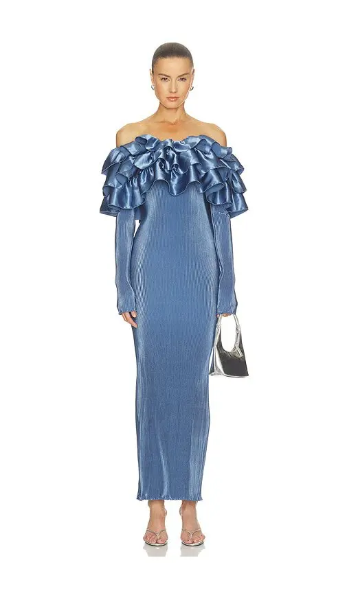 L'IDEE Paris Sleeved Tube Dress In Blue