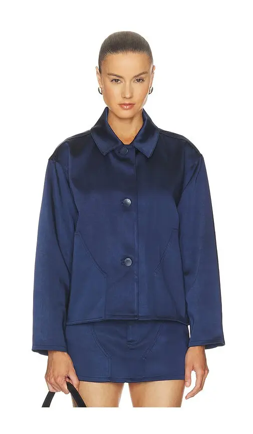 Renggli Satin Jacket In Navy