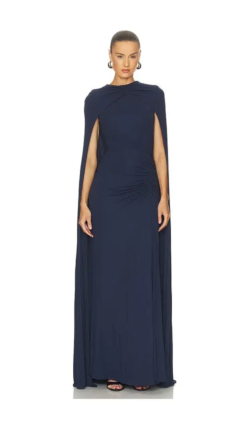 Simkhai Demi Cape Gown In Navy