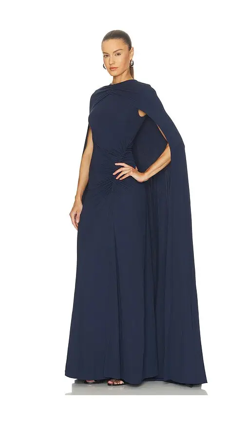 Simkhai Demi Cape Gown In Navy