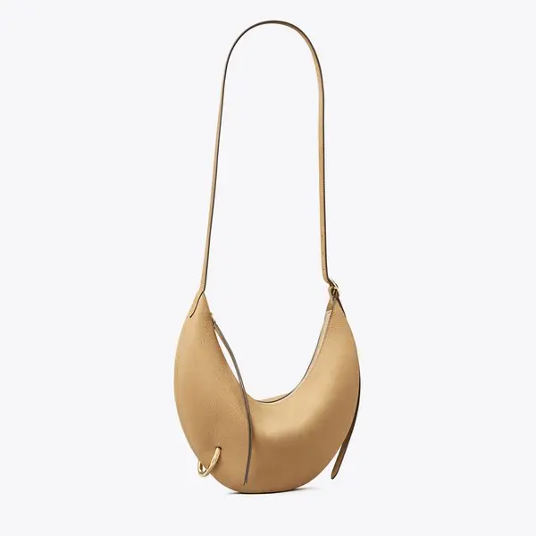 Tory Burch Pierced Nubuck Crossbody Bag - Stone