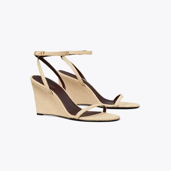Tory Burch Gigi Raffia Wedge Sandals - Natural