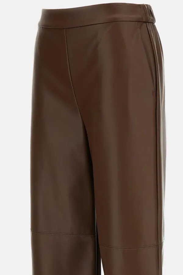 Max Mara Cropped Leather Finish Jersey Pants