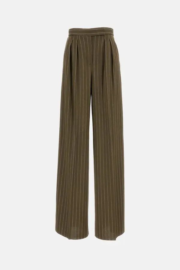 Max Mara High-waisted Wide-leg Pinstripe Jersey Trousers - Beige