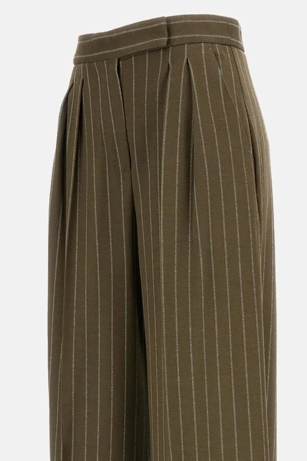 Max Mara High-waisted Wide-leg Pinstripe Jersey Trousers - Beige