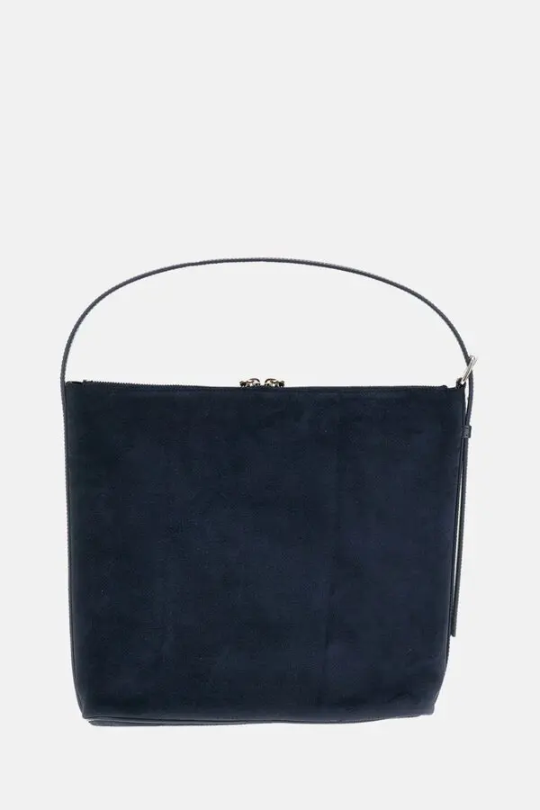 A.p.c. Suede Shoulder Bag With Gold-tone Buckle - Blue
