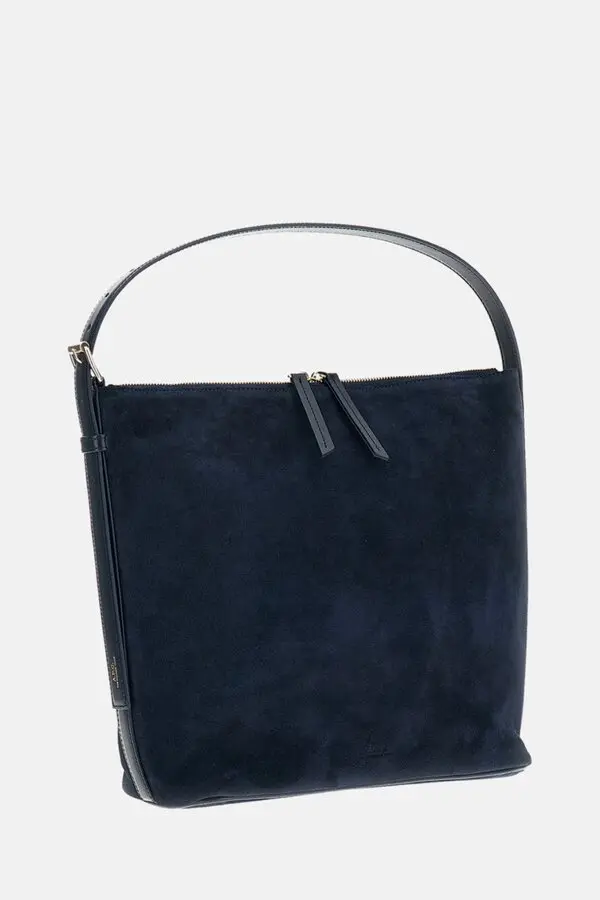 A.p.c. Suede Shoulder Bag With Gold-tone Buckle - Blue