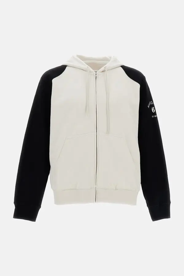 MAISON MARGIELA Zip-up Hoodie With Drawstring - Bianco