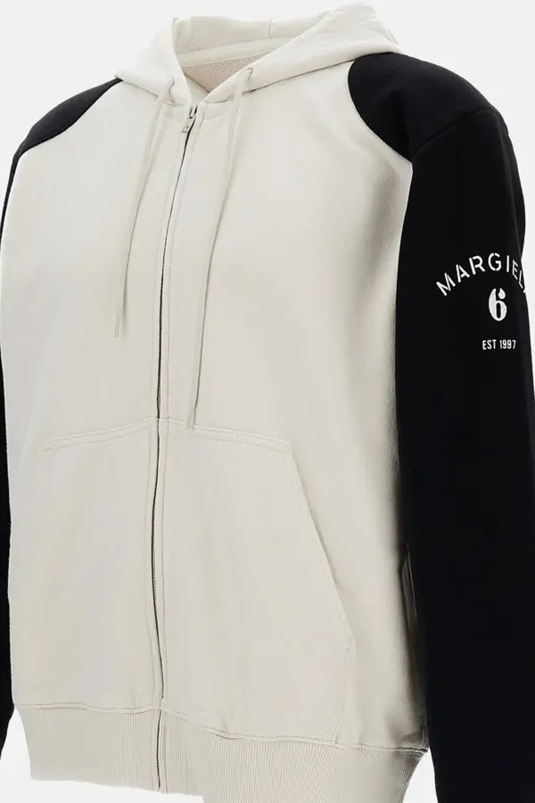 MAISON MARGIELA Zip-up Hoodie With Drawstring - Bianco