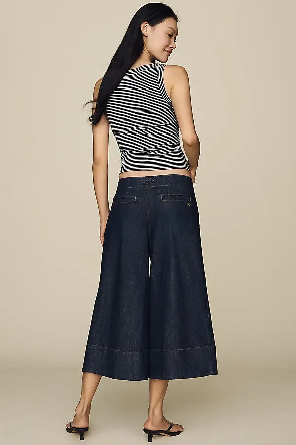 Maeve Reworked Mid-rise Wide-leg Denim Capri Trousers