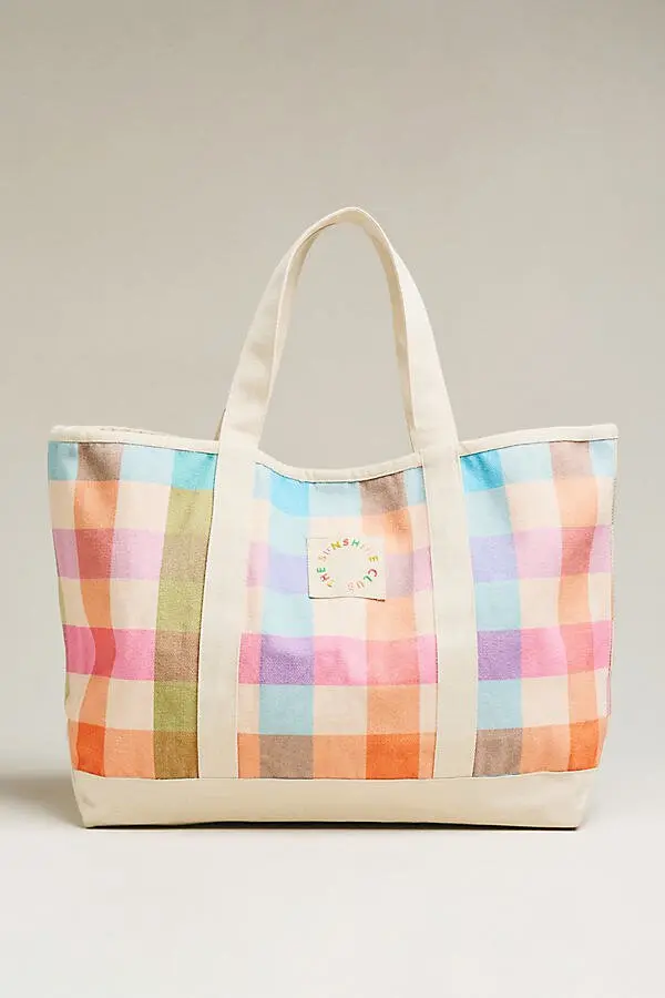 SUNSHINE TIENDA Rabow Plaid Canvas Tote - Multi Plaid