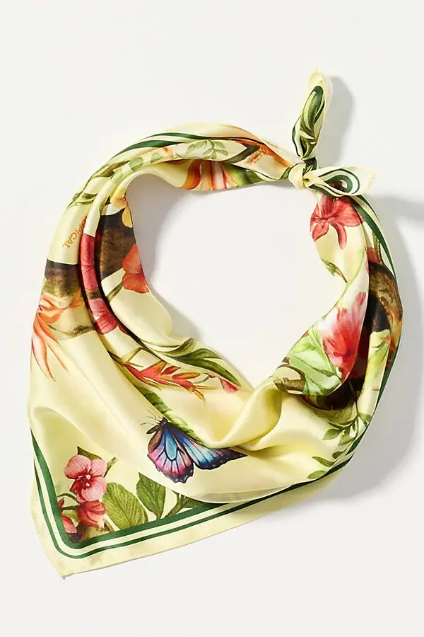 ELEGANCIA TROPICAL Silk Scarf - Green