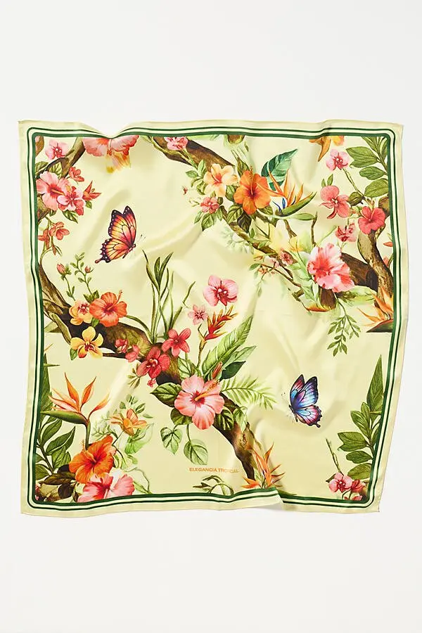 ELEGANCIA TROPICAL Silk Scarf - Green