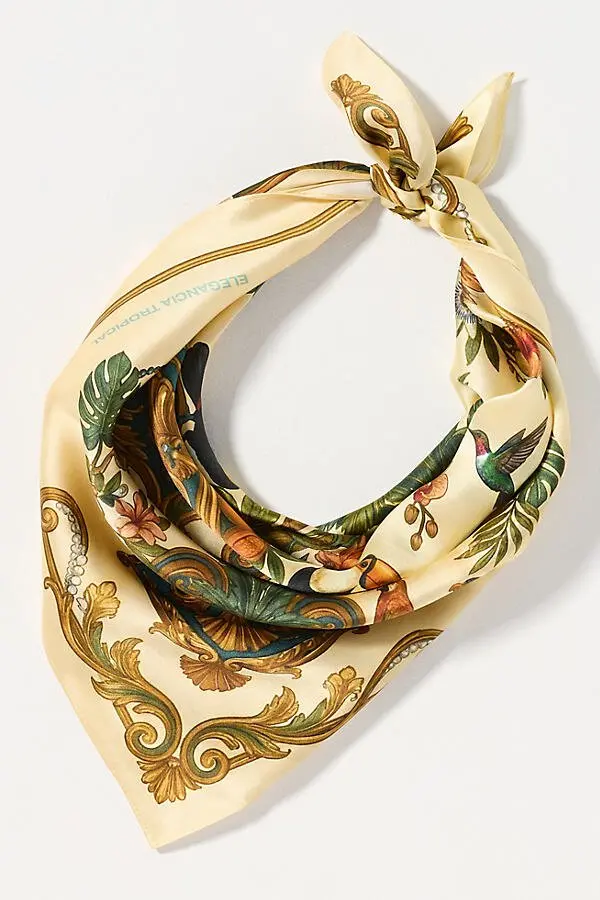 ELEGANCIA TROPICAL Silk Scarf - Neutral