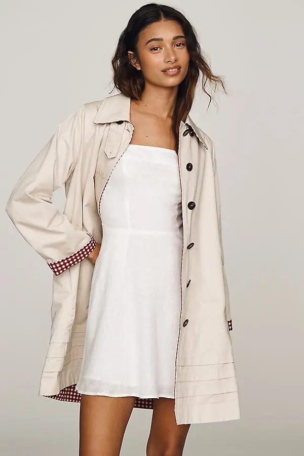 DAMSON MADDER Mercedes Cotton Reversible Coat Jacket - Red/ecru