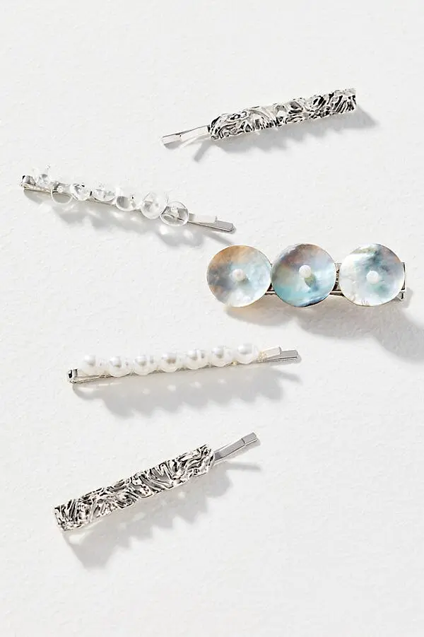 Anthropologie Mermaid Hair Ps, Set Of 5 - Silver