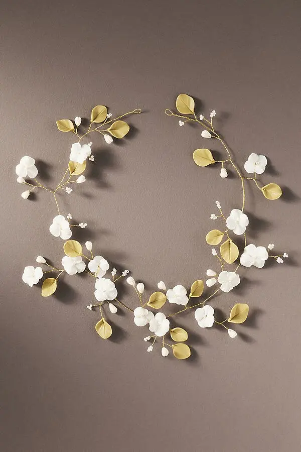 TWIGS & HONEY Wispy Peony Bridal Hair Ve - Gold