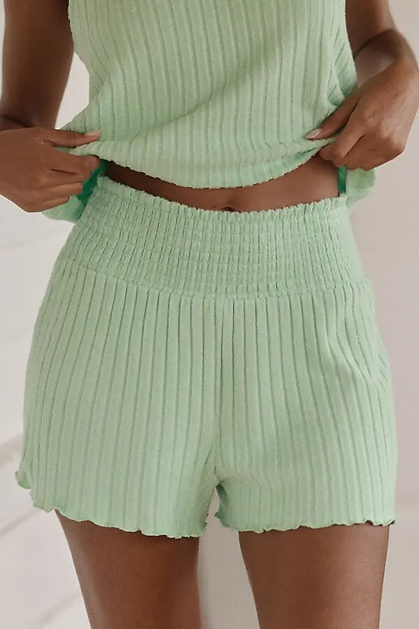 Z Supply Dawn Ribbed Textured Shorts - Light Green