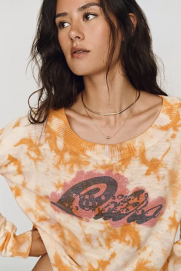 PILCRO Bleached Graphic Crewneck Sweatshirt