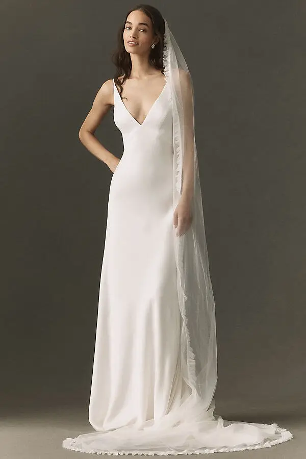 DAUGHTERS OF SIMONE Ava Pleated Cathedral Veil Jacket - Ivory