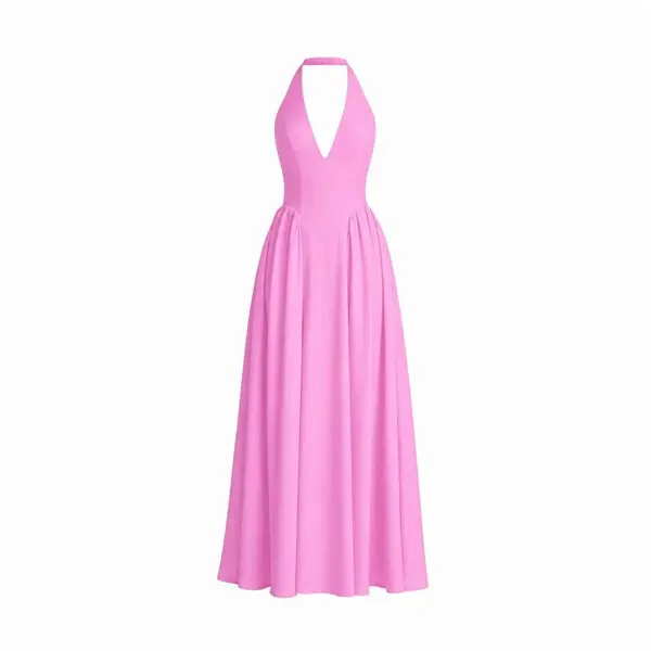 ICON LEVA Freya Chiffon Halter Maxi Dress - Pink