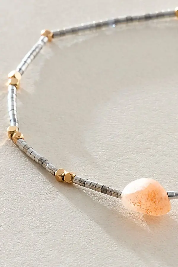 Free People Sol Semiprecious Stone Bracelet - Blush/silver