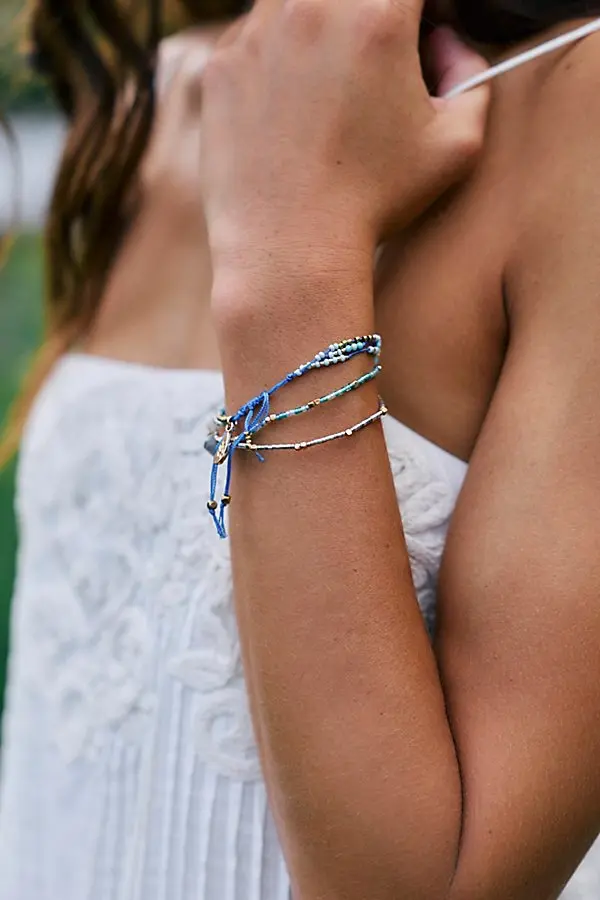 Free People Semiprecious Stone Beaded Bracelet - Blush/silver