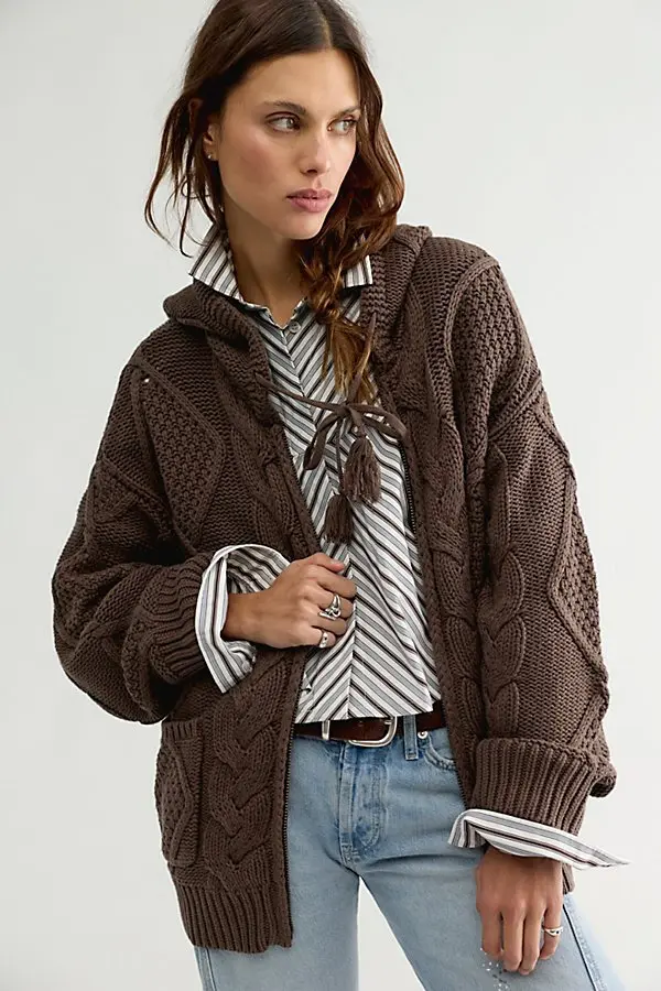 FOUND Zip-up Hoodie - Brown