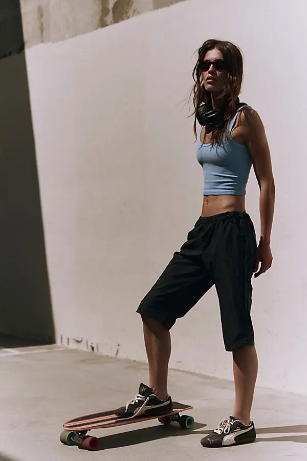 Free People Finish Line" Capri Pants - Black