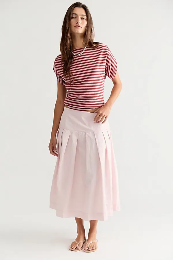 GEEL Fletcher Striped Top - Cherry/blush