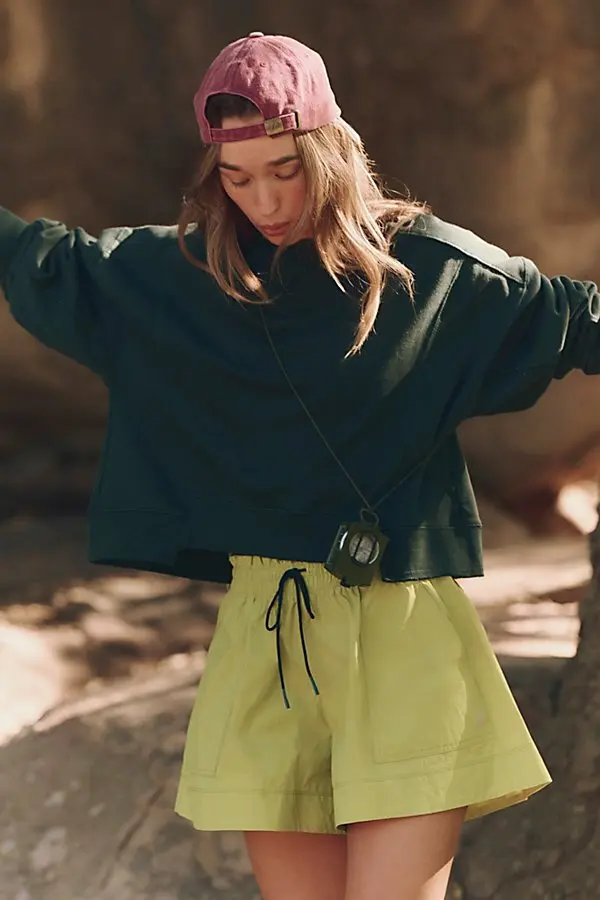 Free People Daybreak Hike Shorts - Honeydew