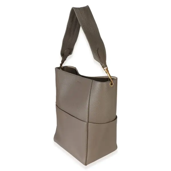 Celine Taupe Soft Grained Calfskin Sangle Bucket Bag - Gray
