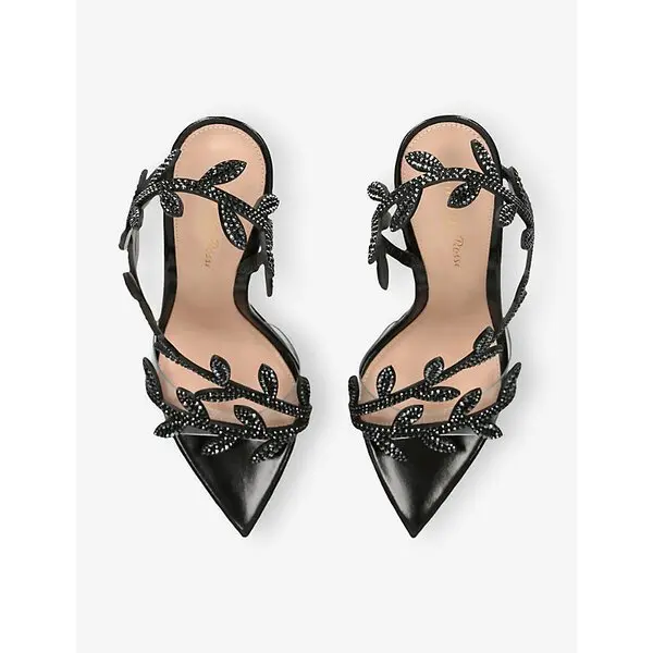 GIANVITO ROSSI Flavia 105 Embellished Laser Cut Leather Heeled Sandals