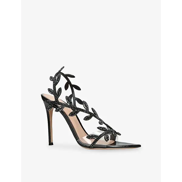 GIANVITO ROSSI Flavia 105 Embellished Laser Cut Leather Heeled Sandals