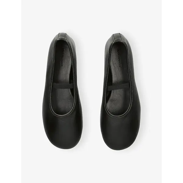 Dear Frances Ballerina Leather Flats - Black